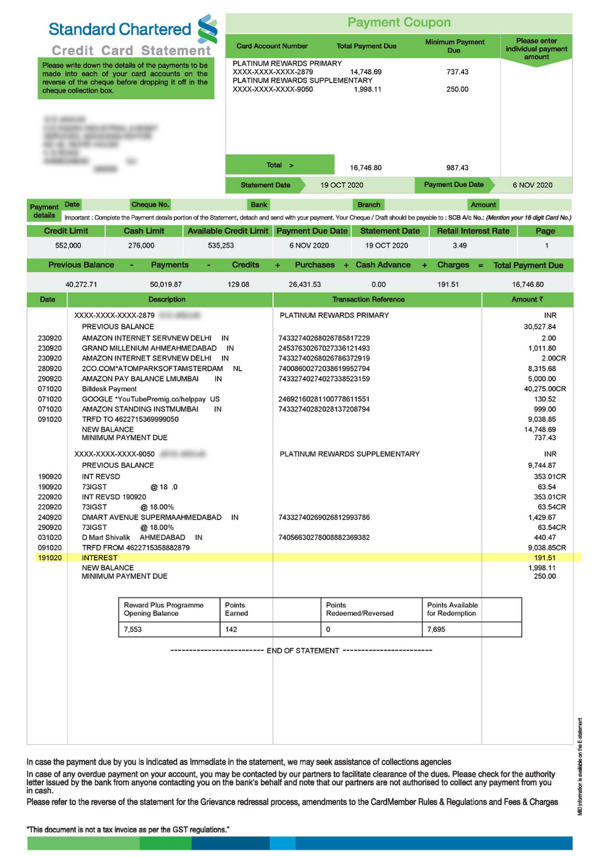 Standard Chartered India’s Credit Card Billing Software is having ...